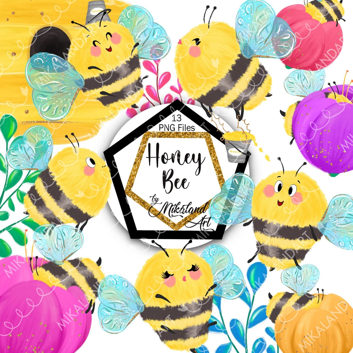 Honey Bee Clipart Bees Clip Art Cute Bee Planner Stickers - Etsy