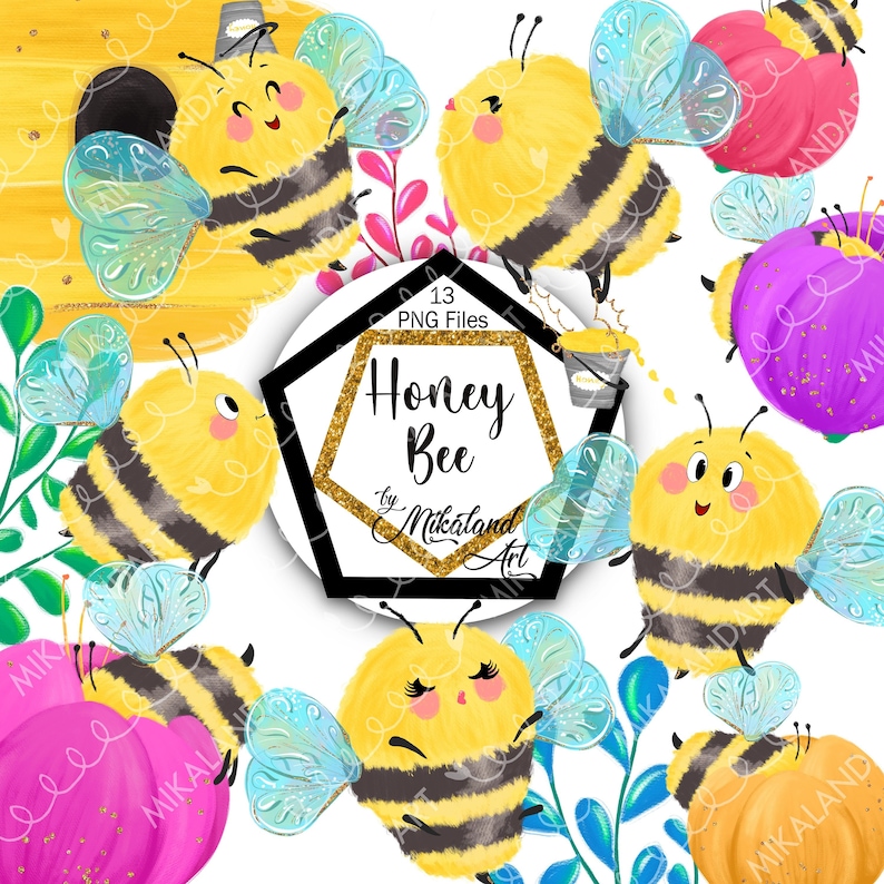 Honey Bee Clipart Bees Clip Art Cute Bee Planner Stickers - Etsy