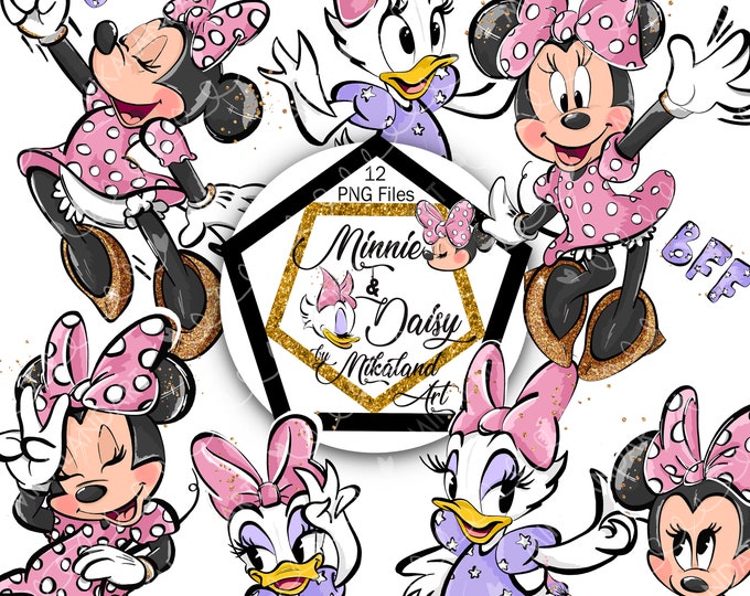 Minnie Mouse PINK Alphabet Hand-drawn Clipart Letters and Numbers, Pink ...