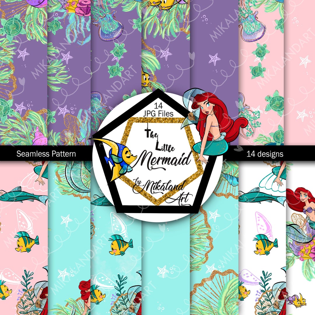 The Little Mermaid Seamless Pattern, Ariel Seamless Pattern, Under the ...