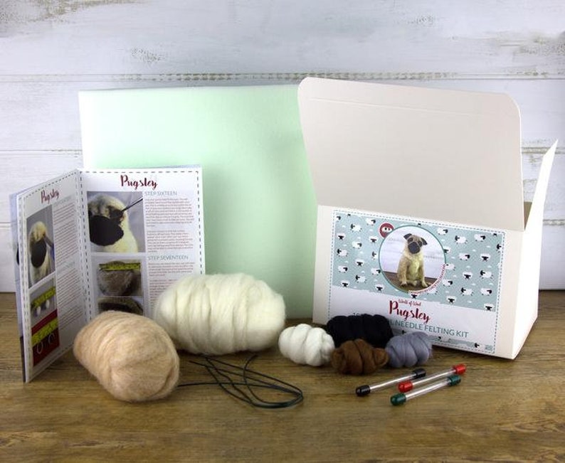 World of Wool Pugsley Pug Dog Needle Felting Kit Detailed - Etsy UK
