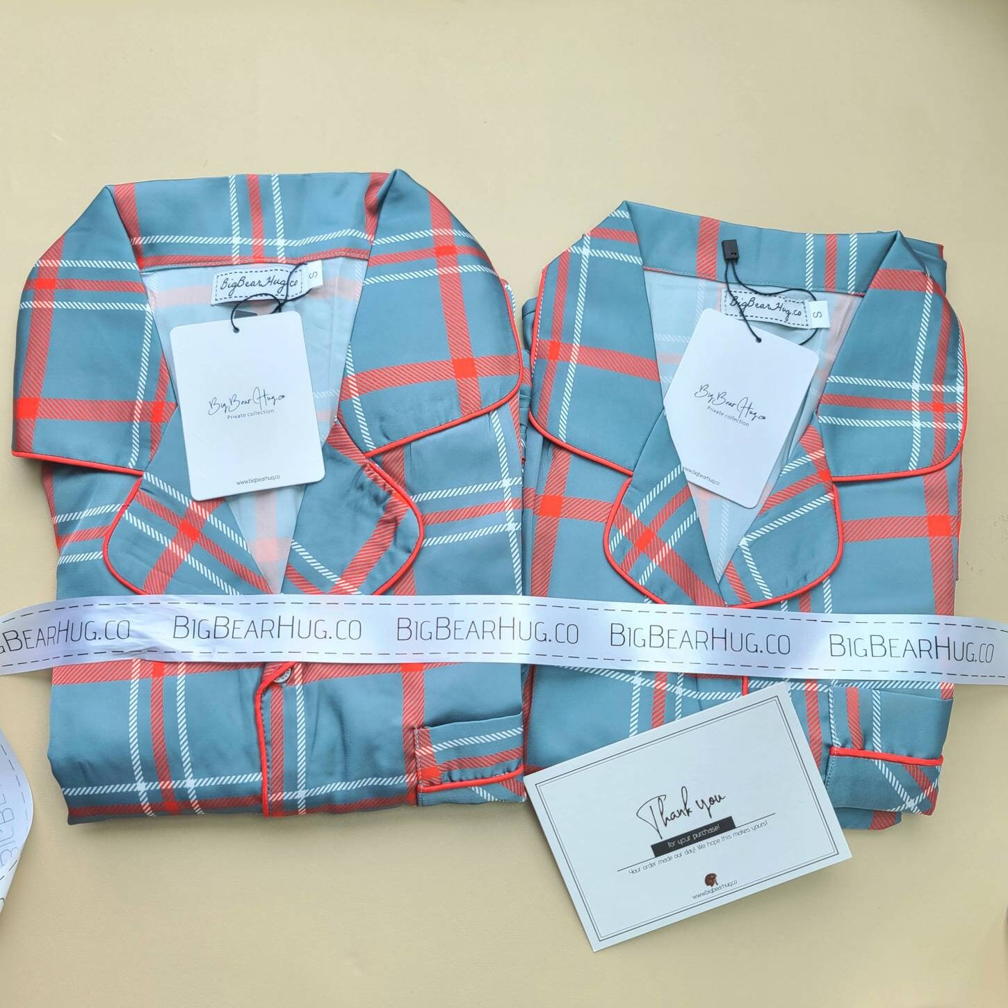 Couple Matching Pajamas Set Green & Red Plaids silk-like Material - Etsy