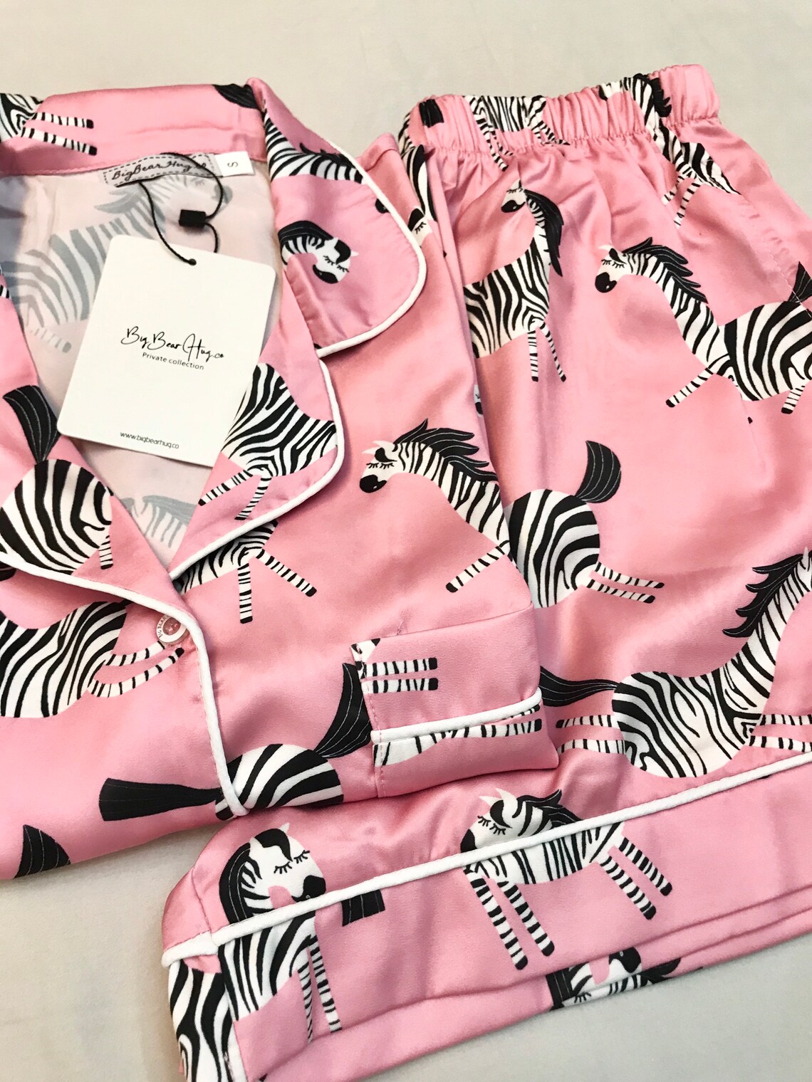 Pink Zebra Summer Women Short Sleeves Short Pants Pajamas Set - Etsy