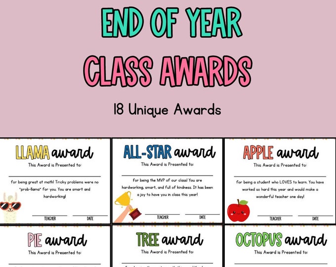 Editable Class Superlative End-of-year Student Awards, 26 Pages, PDF ...