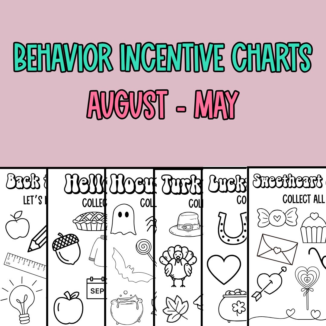Behavior Incentive Charts | August - May | Full Year Behavior Chart ...