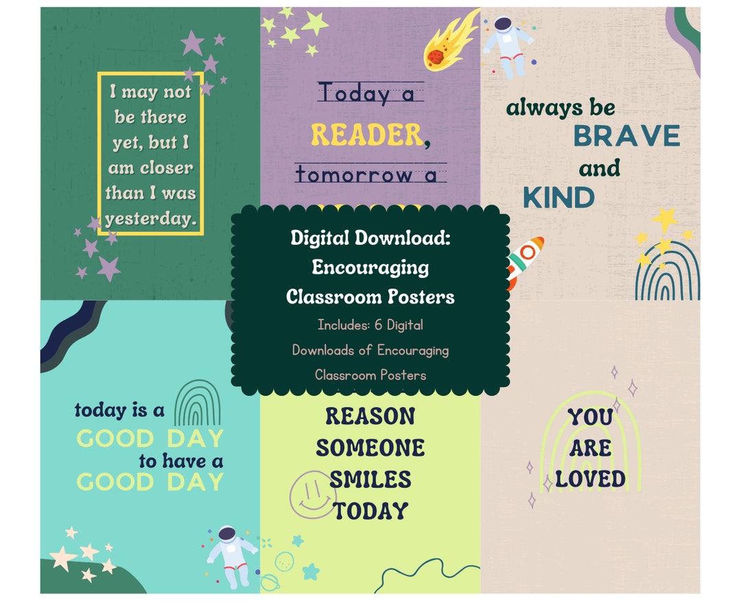 Digital Download Encouraging Classroom Posters | Space Themed Classroom ...