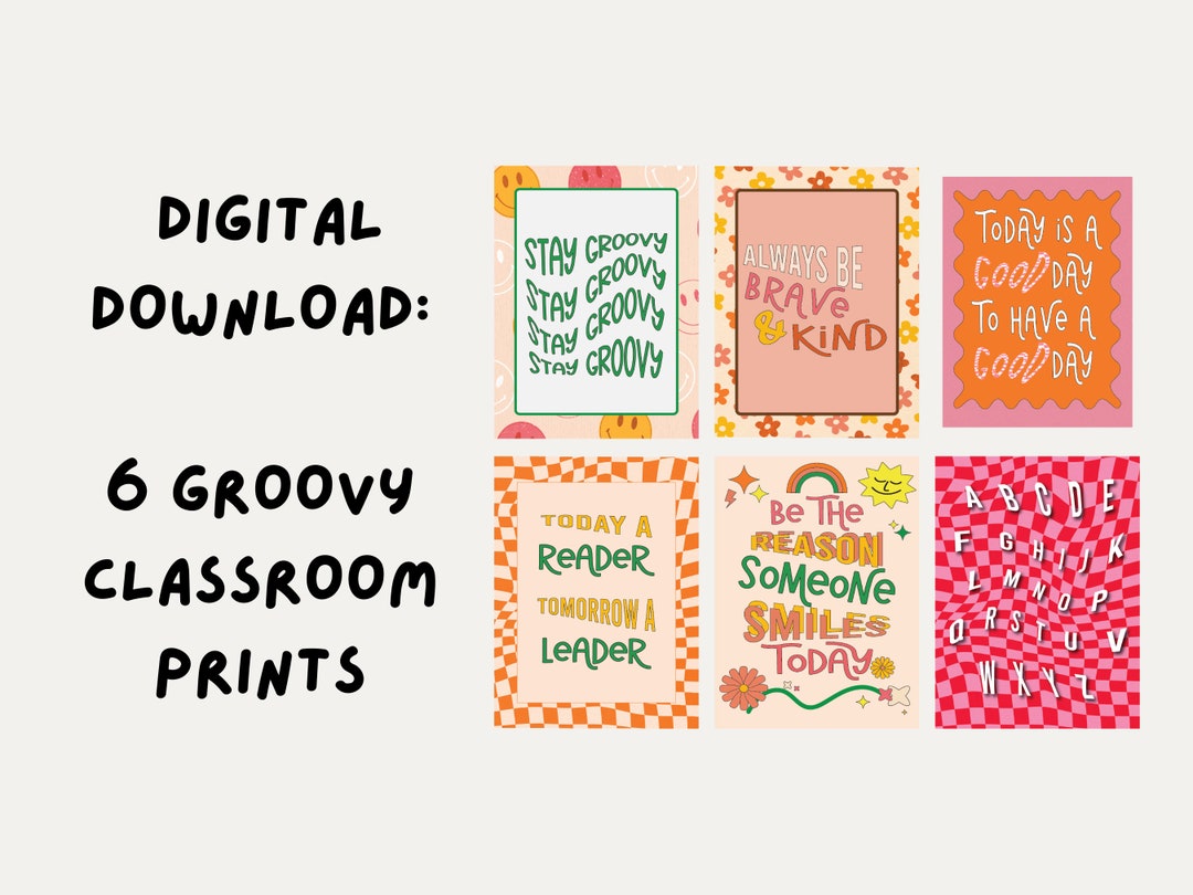Carteles de Groovy Classroom SVG & PNG / Descarga digital para - Etsy ...
