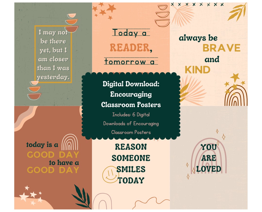 Digital Download Encouraging Classroom Posters | Boho Classroom Posters ...