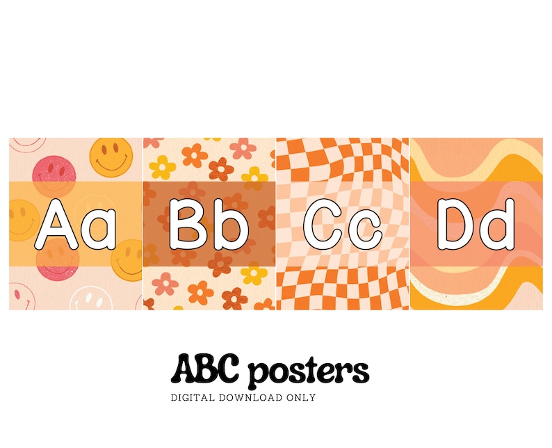 ABC Classroom Posters Digital Download Groovy Alphabet - Etsy