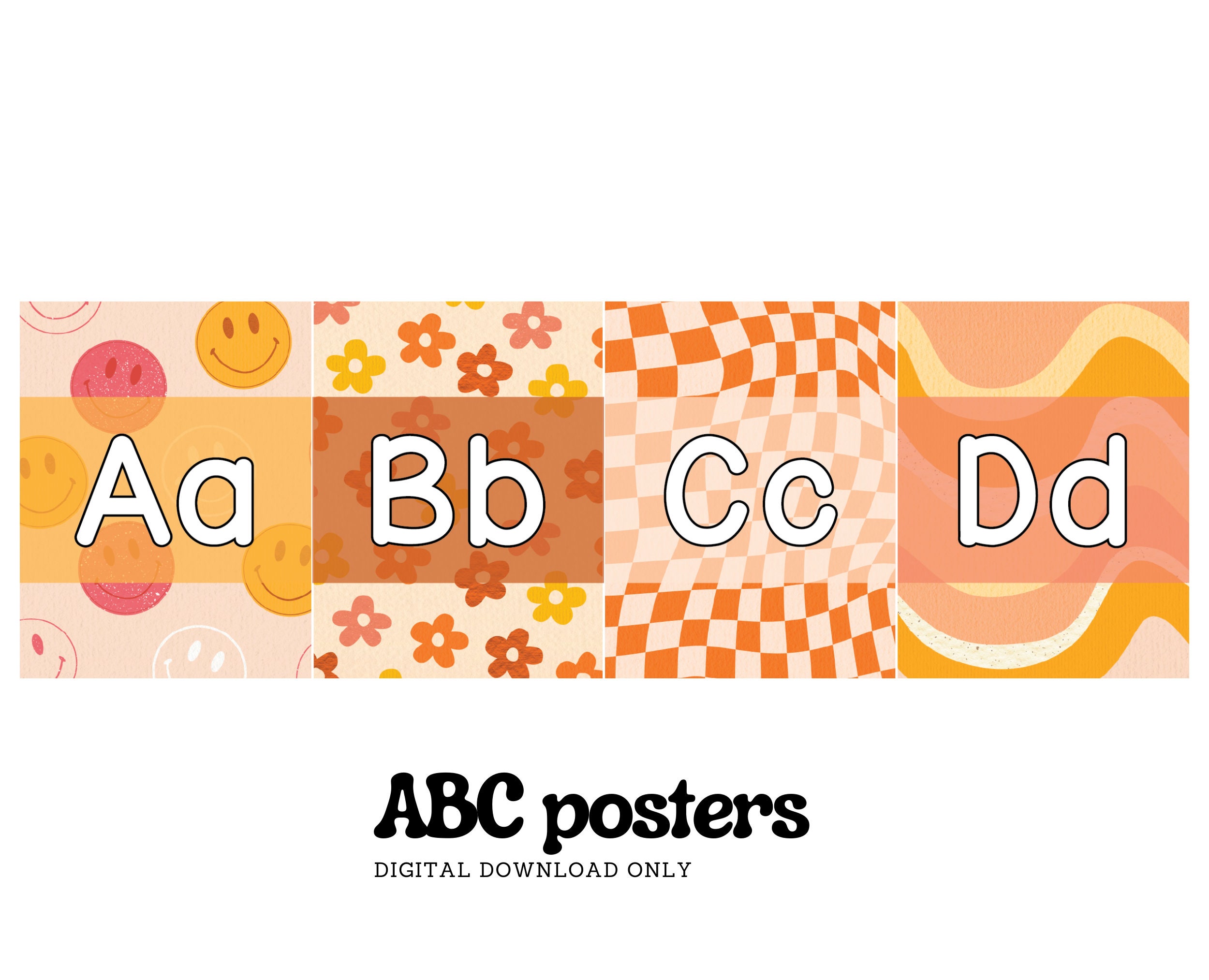 ABC Classroom Posters Digital Download | Groovy Alphabet Posters ...
