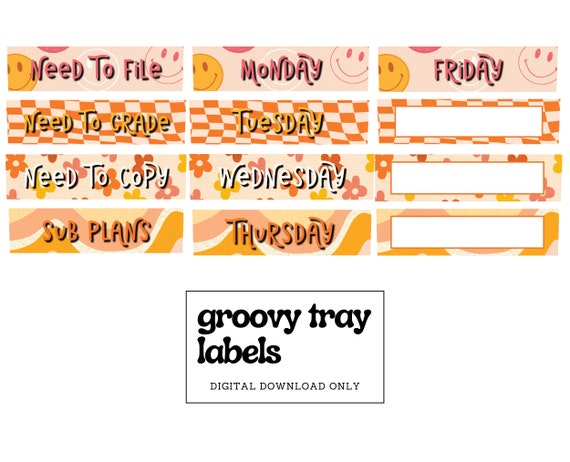 Groovy Tray Labels for Teachers PNG Smiley Tray Labels - Etsy