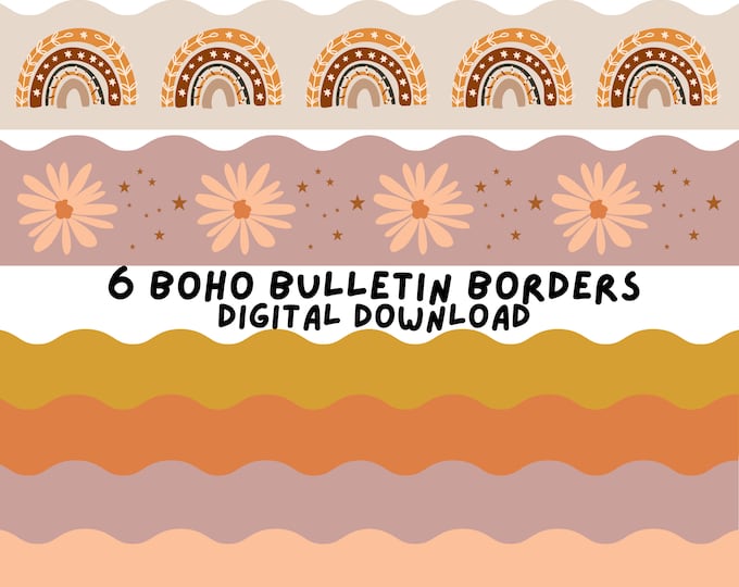 BULLETIN BOARD BORDERS - Boho Rainbow Collection | Classroom Bulletin ...