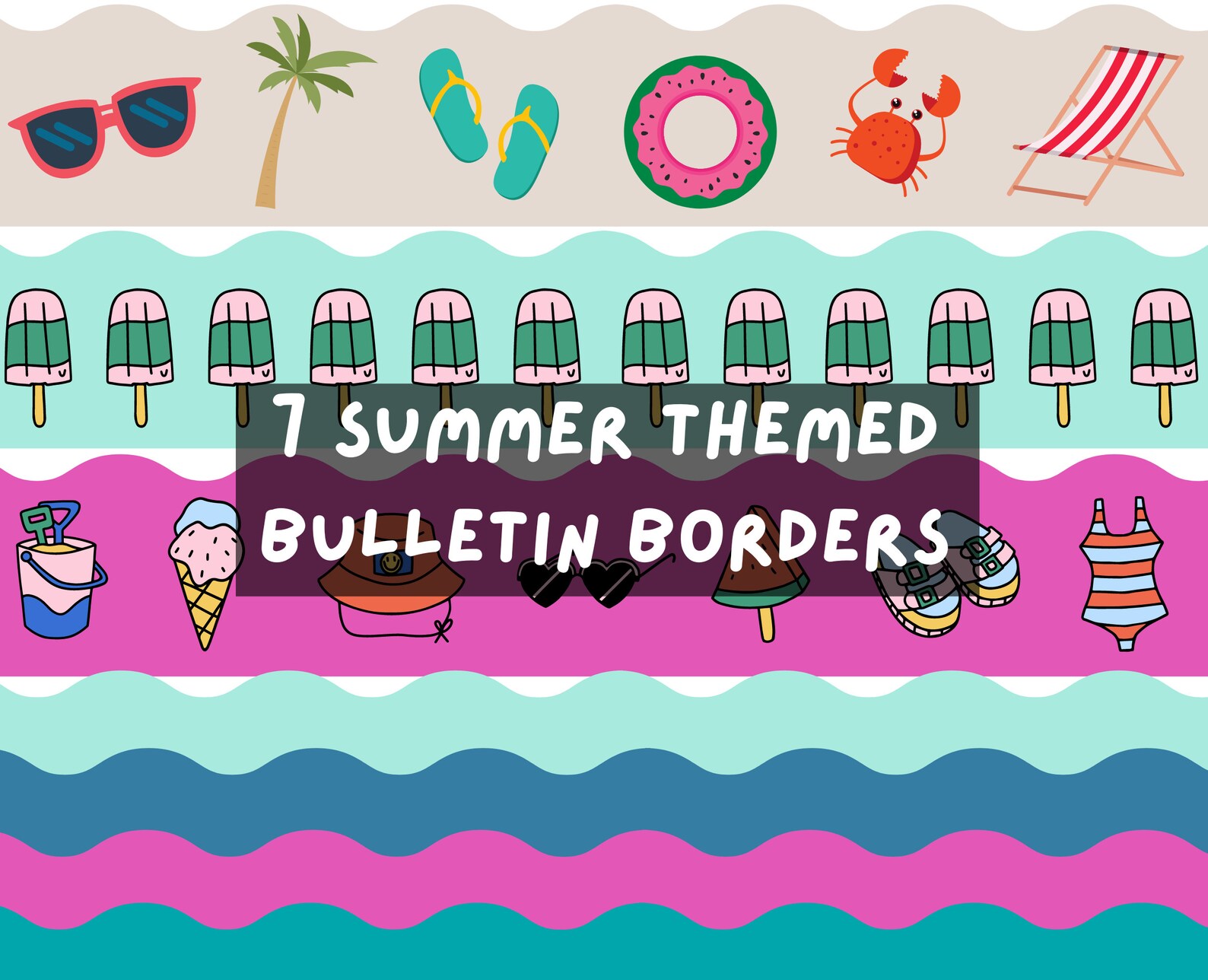 Printable Summer Borders (bulletin Board) - 7 Designs Included | Summer ...