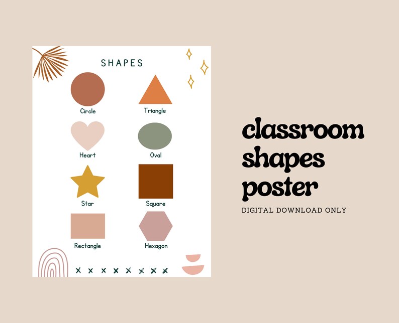 Digital Download Classroom Shapes | Neutral Shapes Poster | Aesthetic ...