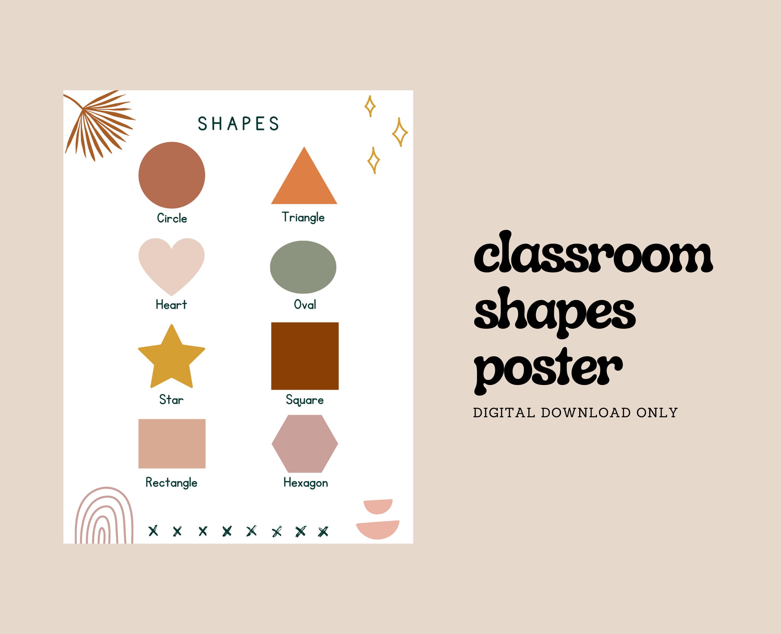 Digital Download Classroom Shapes | Neutral Shapes Poster | Aesthetic ...