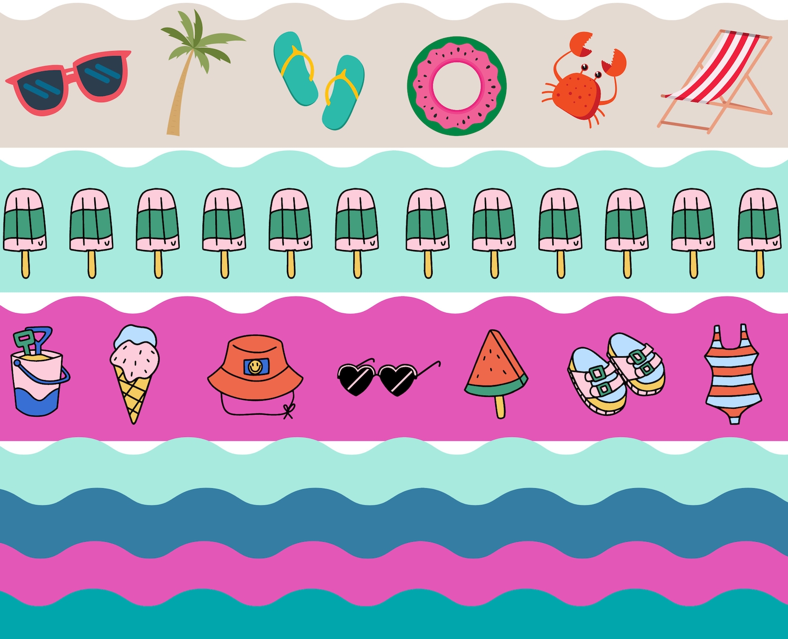 Printable Summer Borders (bulletin Board) - 7 Designs Included | Summer ...