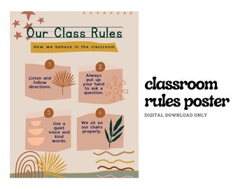 Digital Download Class Rules Poster Space Themed Class Decor | Etsy