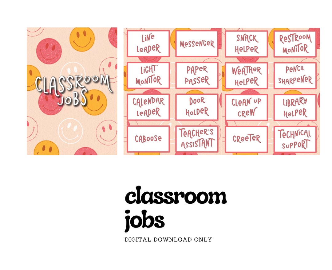 Groovy Classroom Jobs Digital PNG (4 DIFFERENT DESIGNS) | Groovy ...