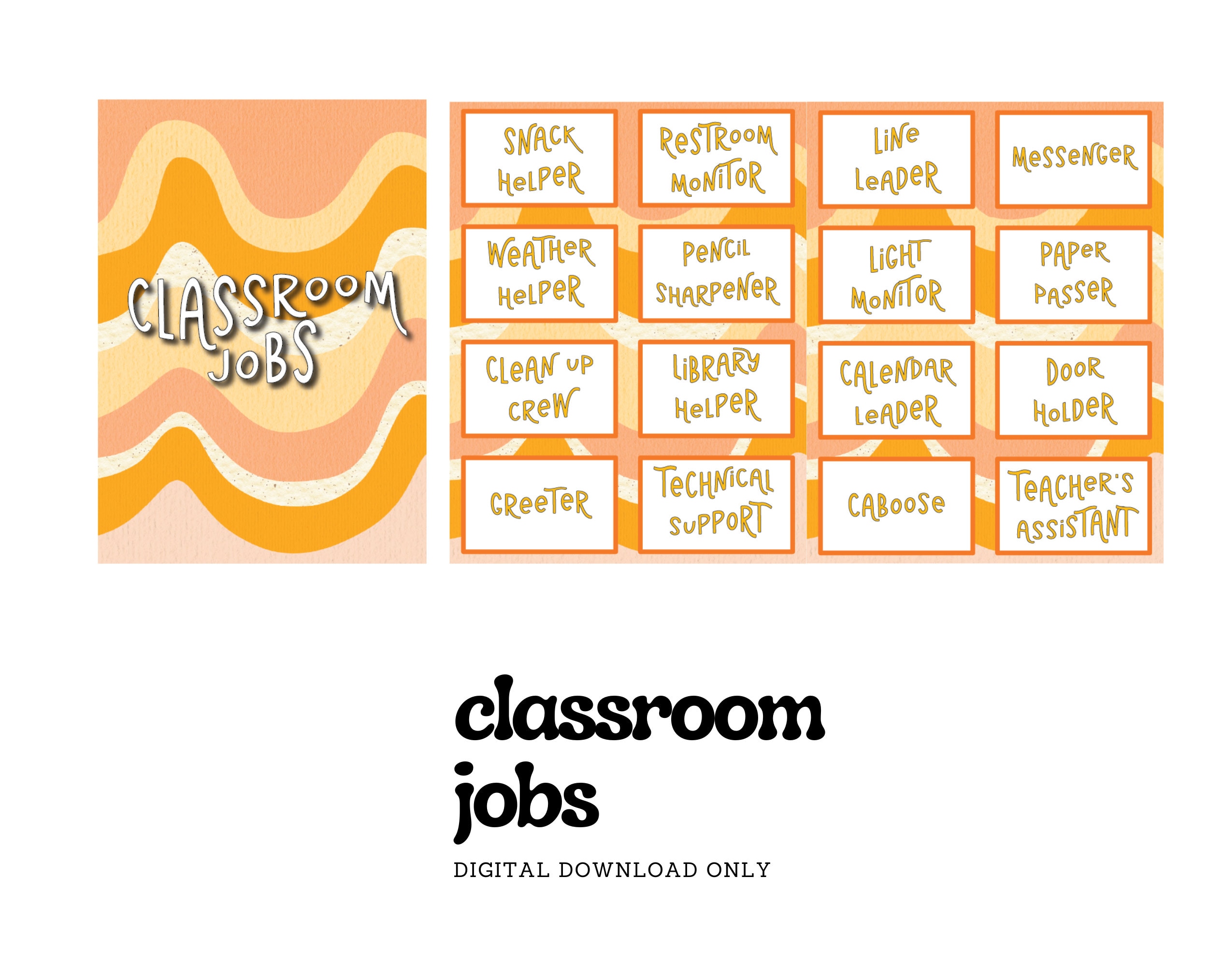 Groovy Classroom Jobs Digital PNG (4 DIFFERENT DESIGNS) | Groovy ...