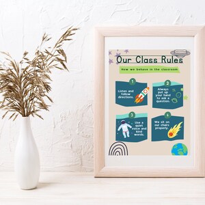Digital Download Class Rules Poster | Space Themed Class Decor | Space ...