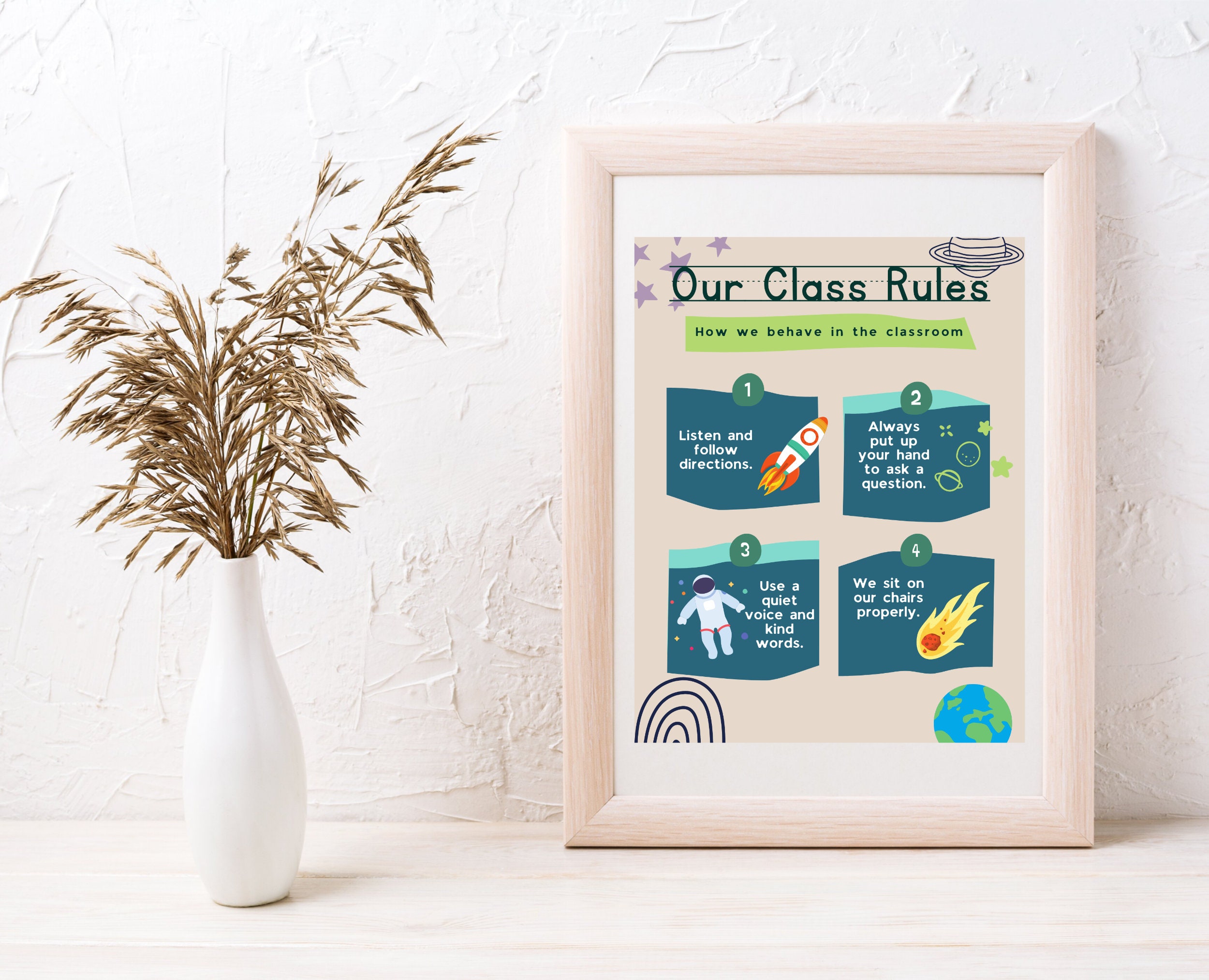 Digital Download Class Rules Poster | Space Themed Class Decor | Space ...