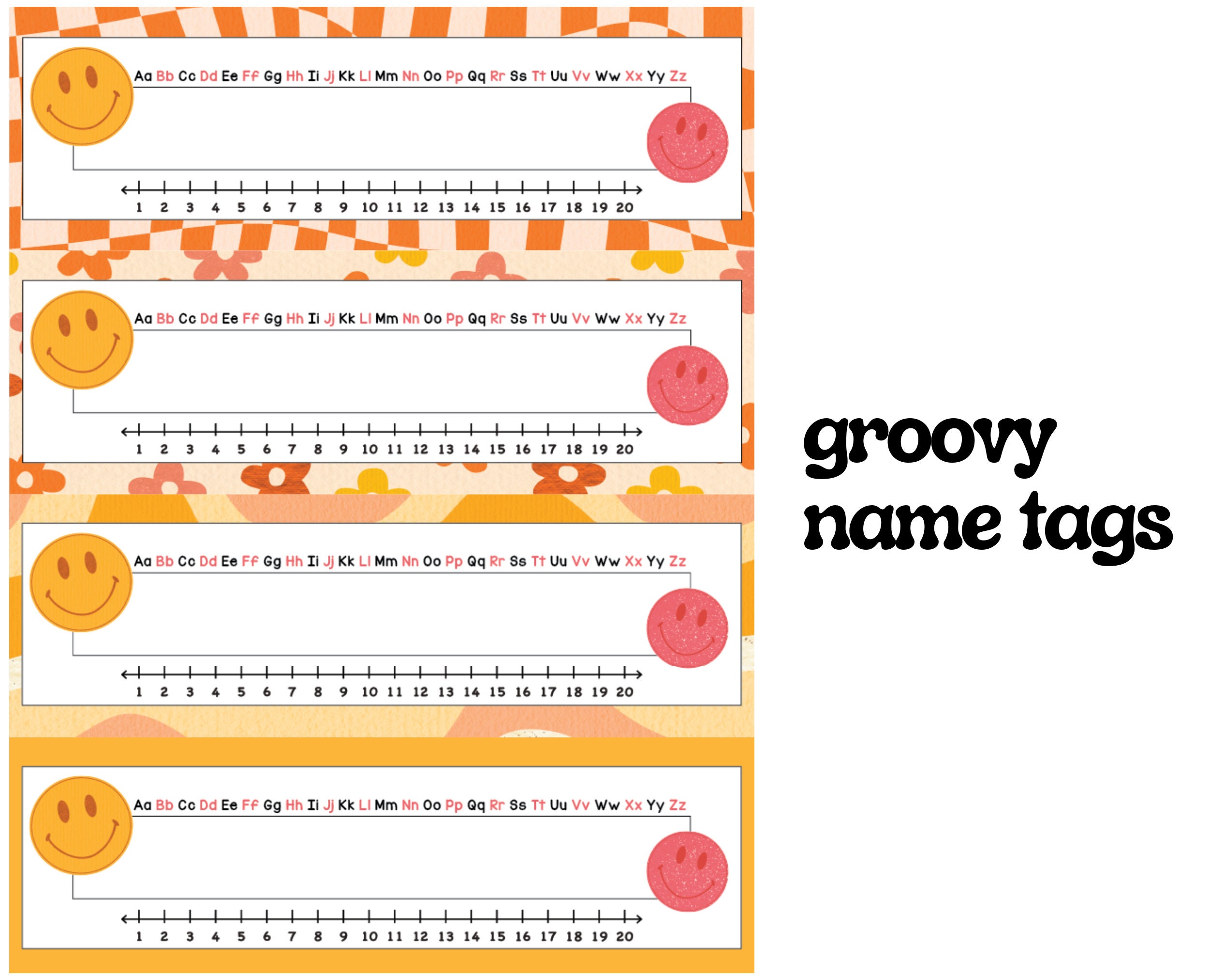 Groovy Desk Tags | Blank Names Tags for Desk - Etsy