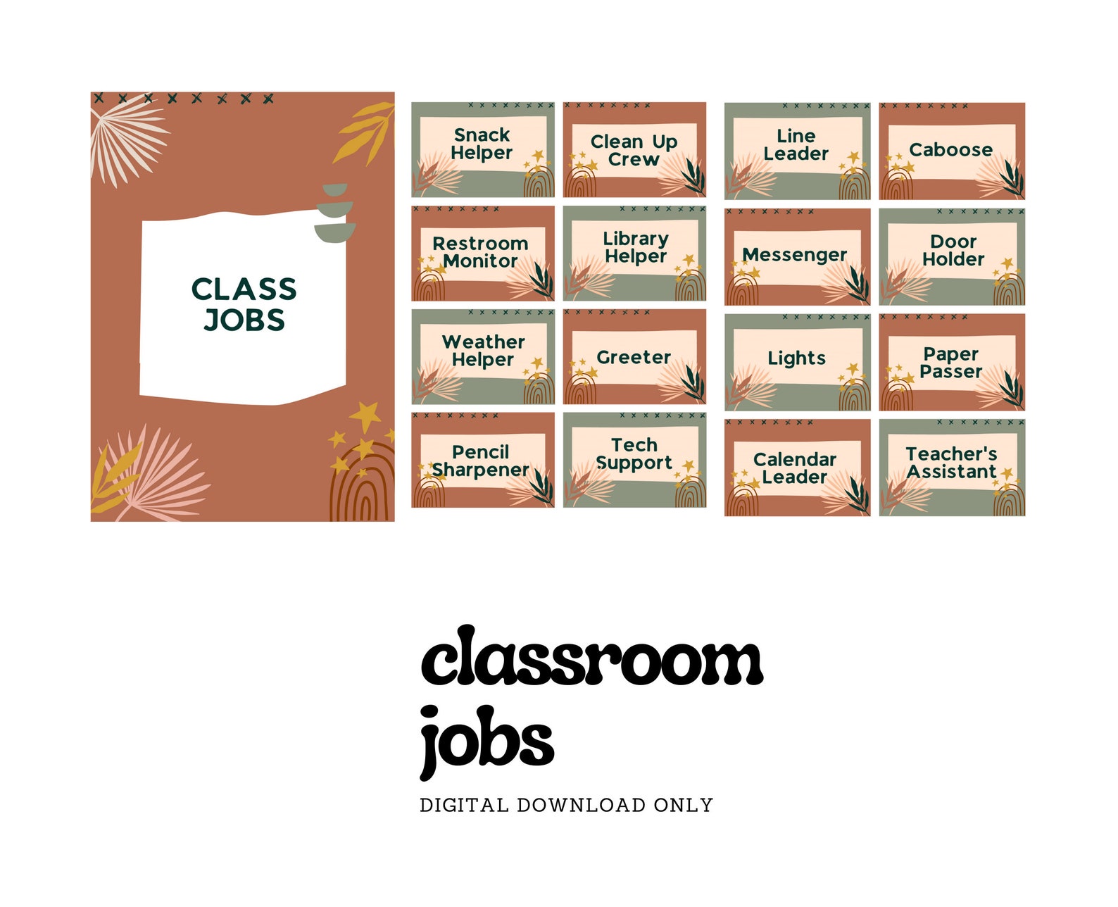 Digital Download Classroom Jobs Boho Theme Class Jobs - Etsy