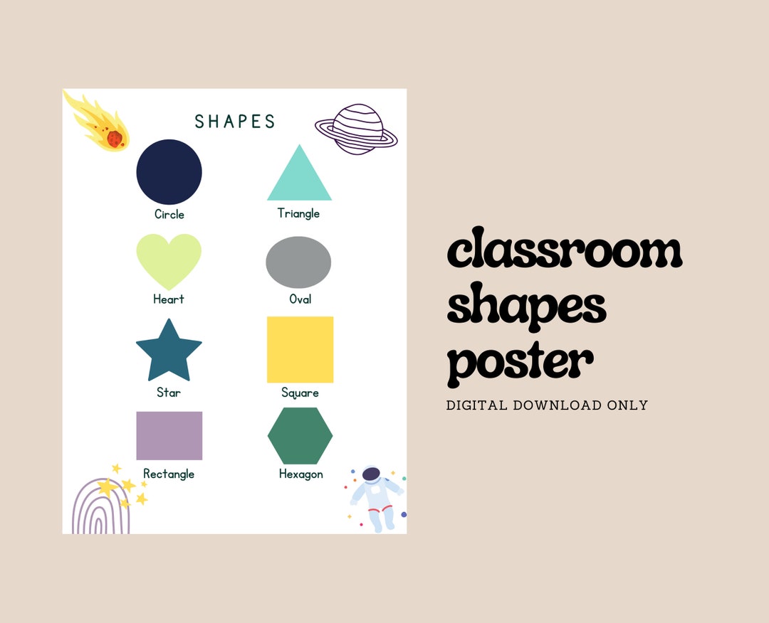 Digital Download Classroom Shapes Space Themed Shapes Poster - Etsy
