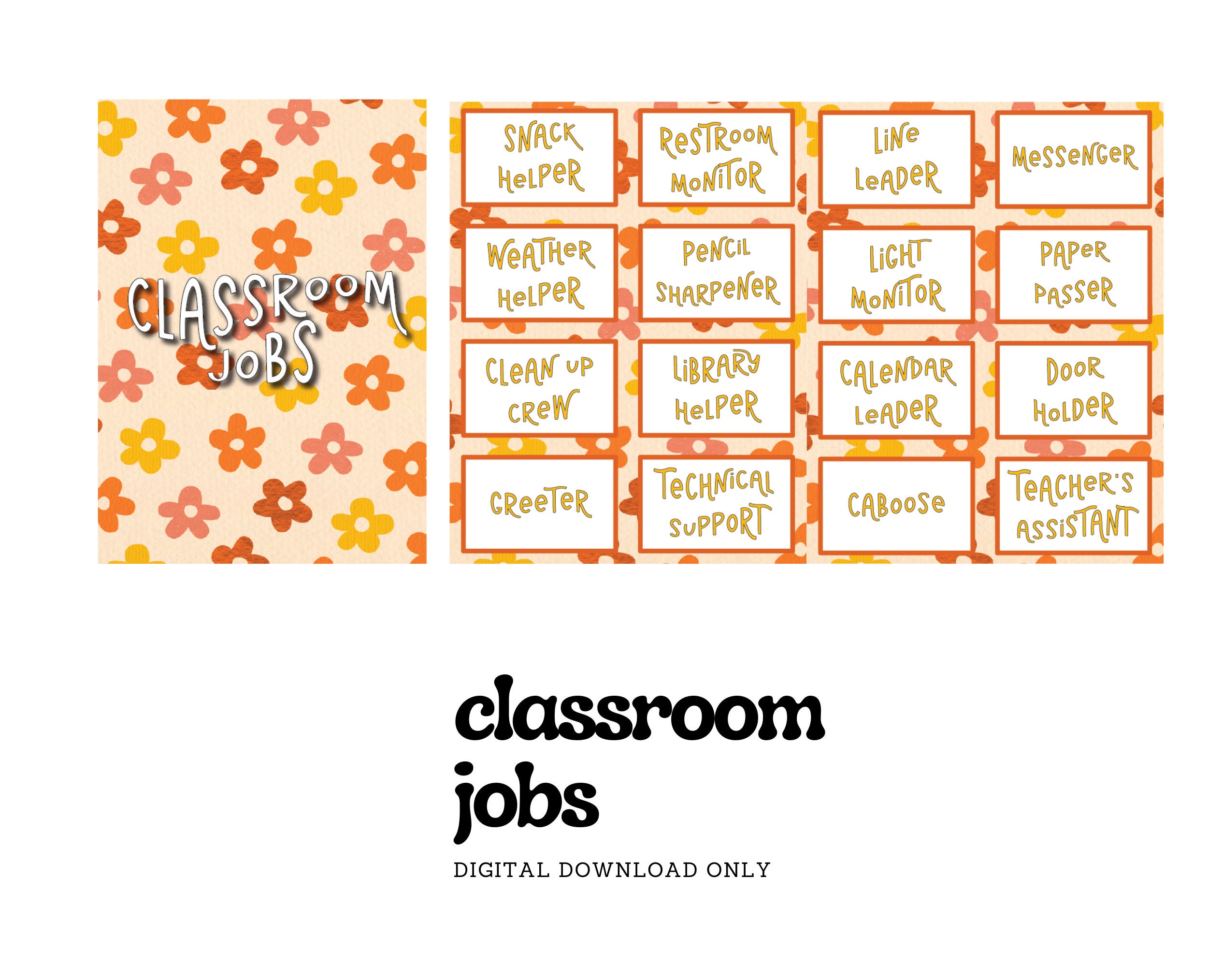 Groovy Classroom Jobs Digital PNG (4 DIFFERENT DESIGNS) | Groovy ...
