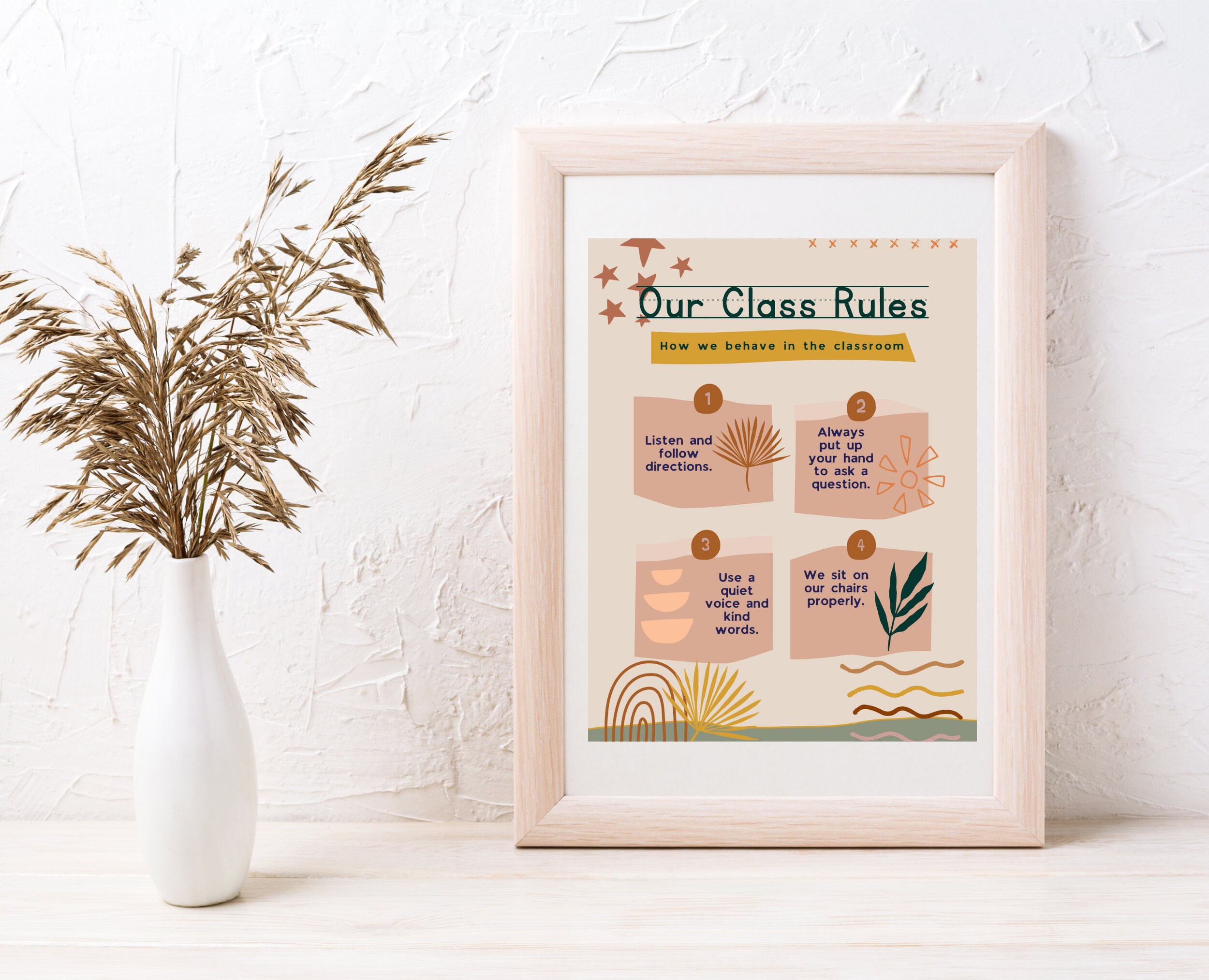 Digital Download Class Rules Poster Boho Themed Class Decor - Etsy