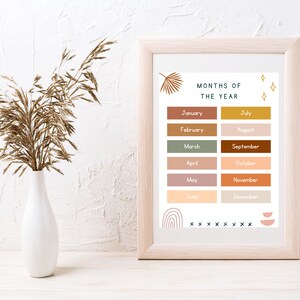 Digital Download Classroom Months of the Year Poster Boho Months of the ...