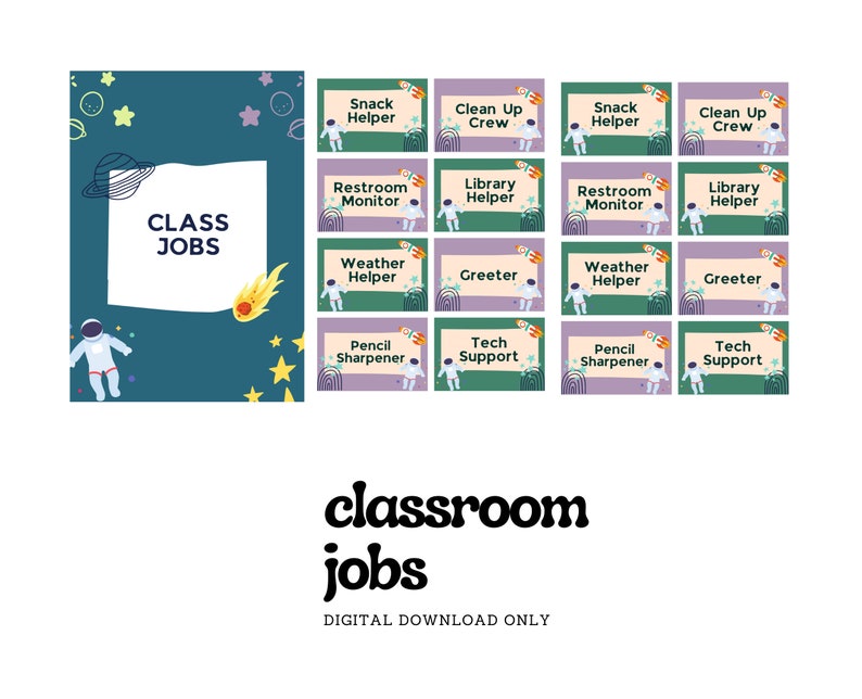 Digital Download Classroom Jobs Space Theme Class Jobs - Etsy