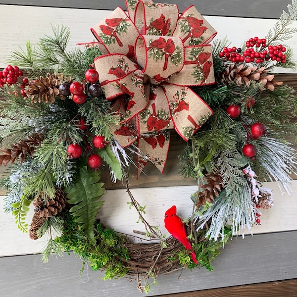 Cardinal Wreath - Etsy