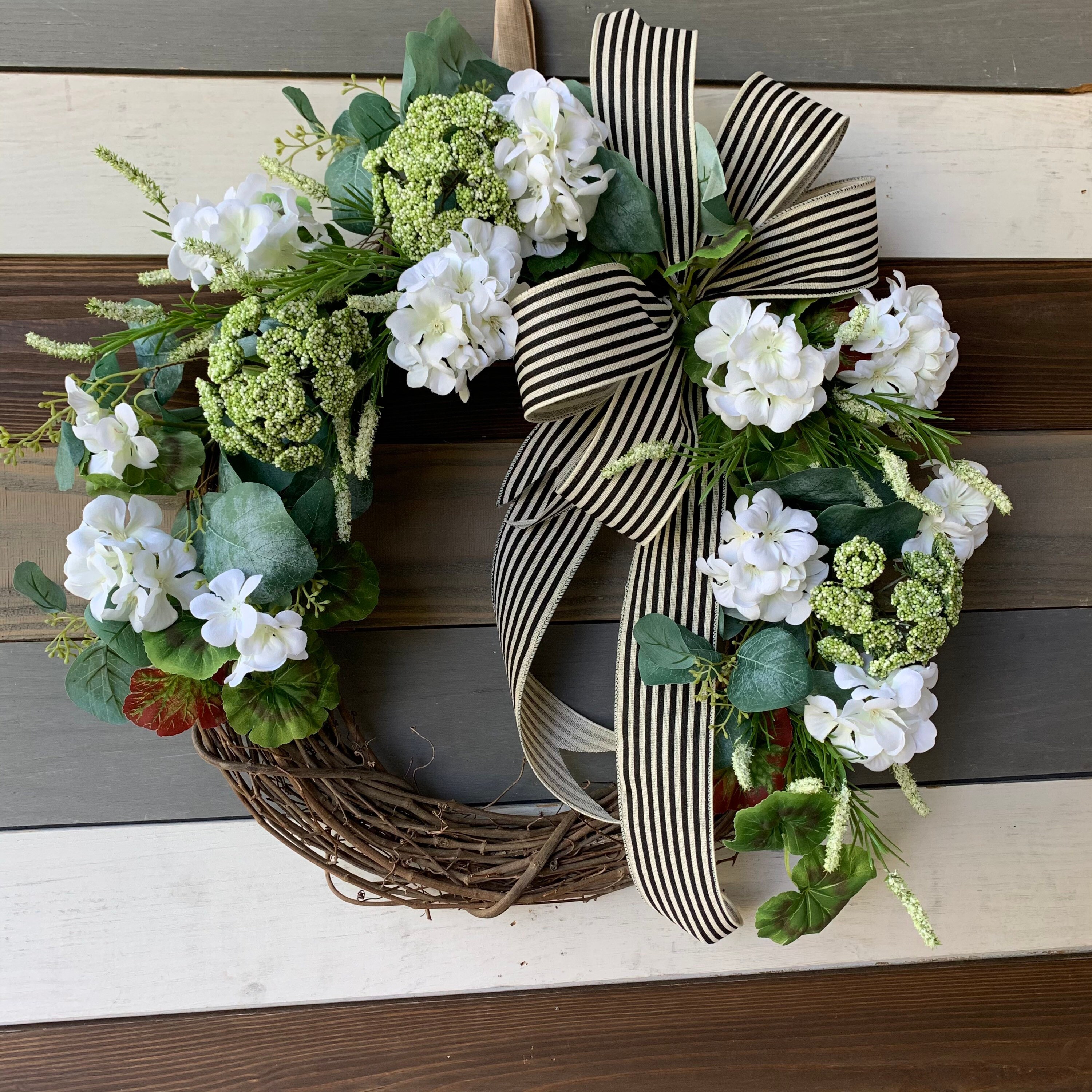 Summer neutral wreath everyday wreath geranium wreath | Etsy