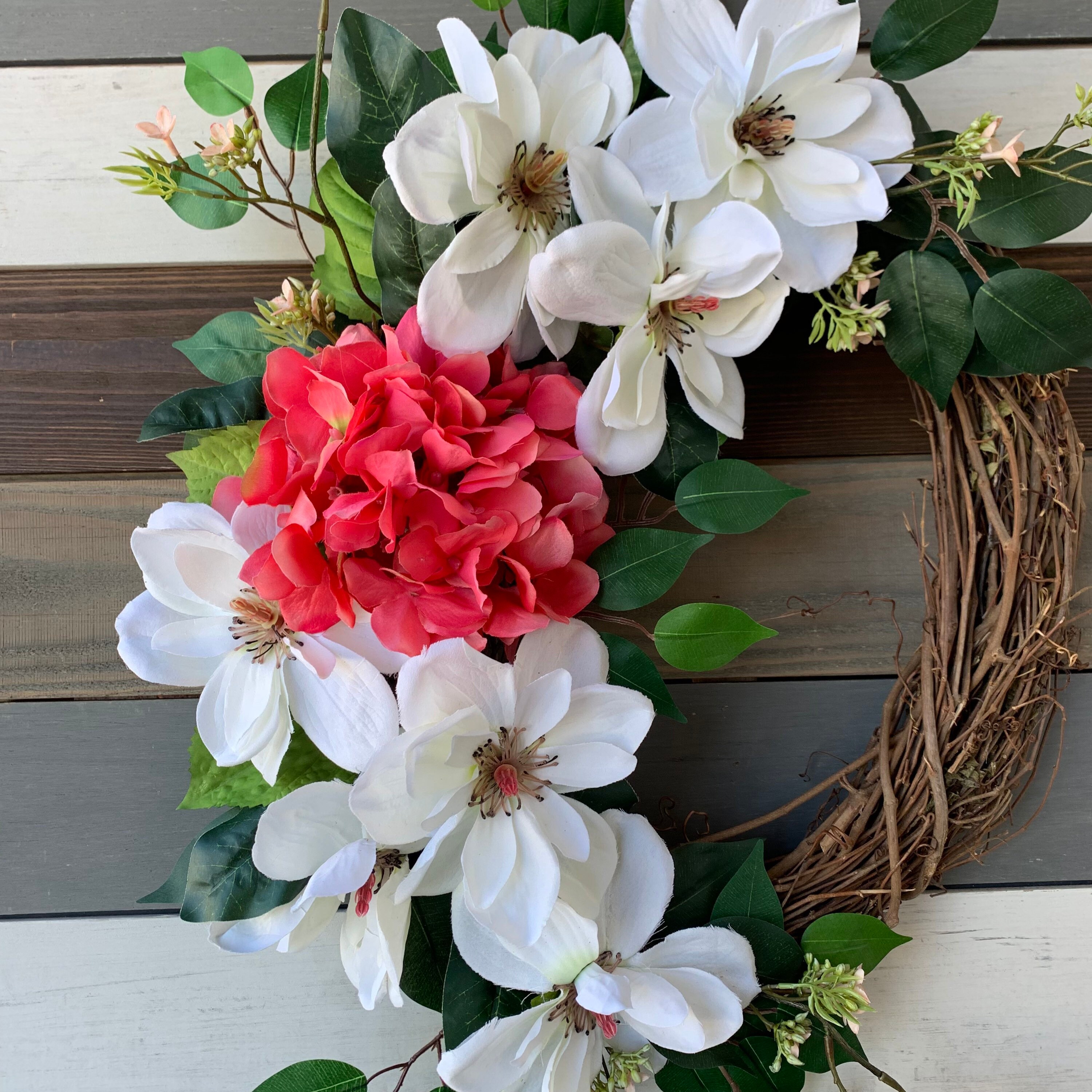 Spring Magnolia Wreath Magnolia Wreath Spring Hydrangea - Etsy