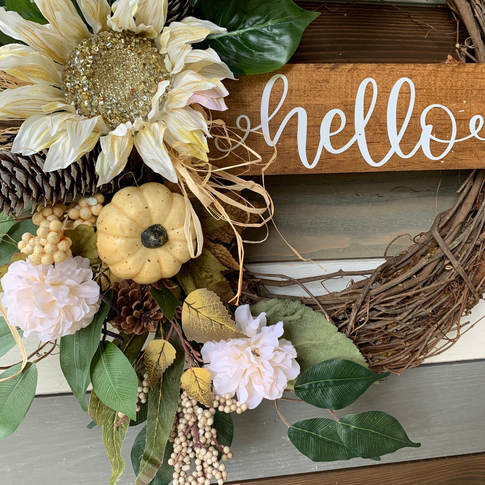 Fall Wreath Autumn Wreath Rustic Fall Wreath Hello Fall - Etsy