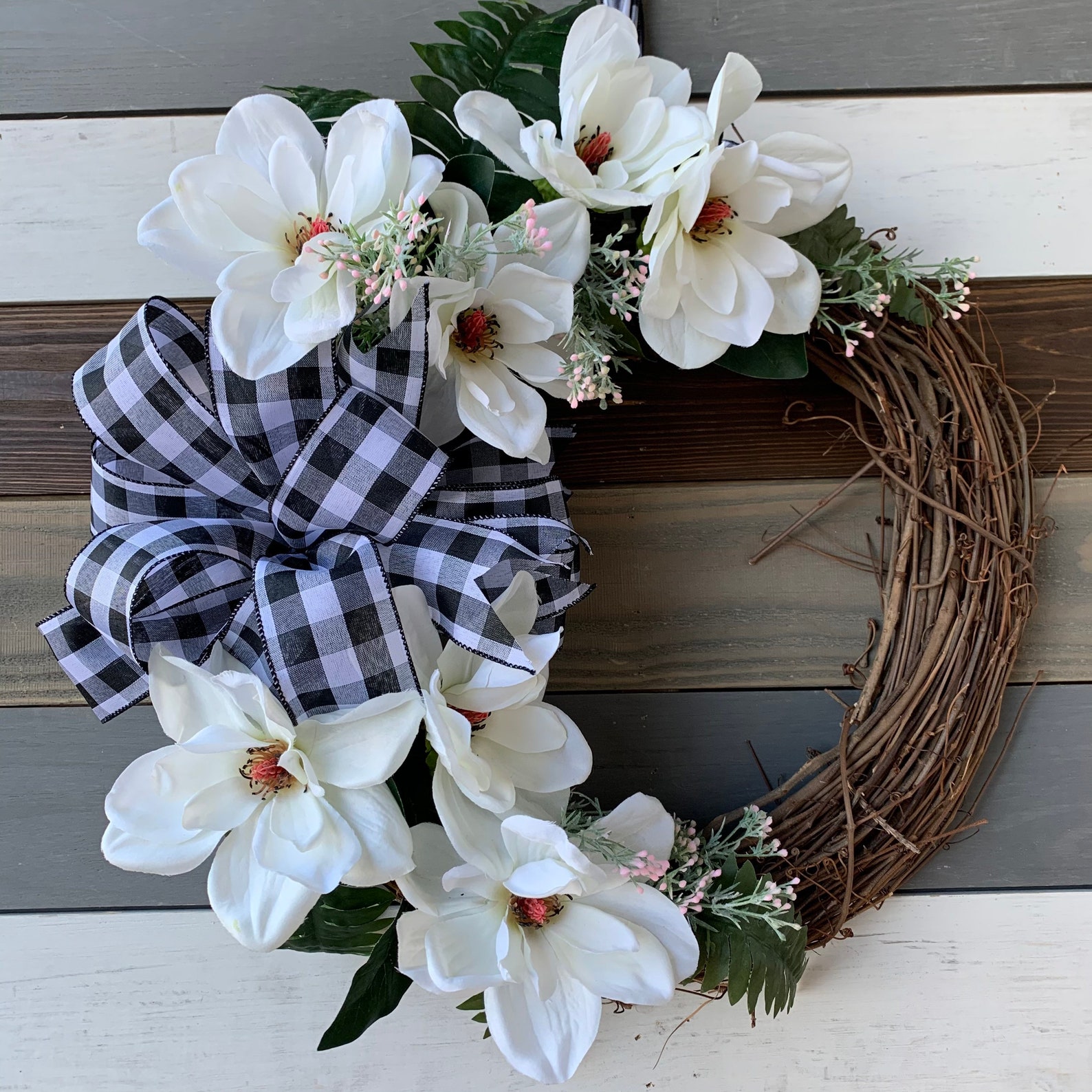 Front Door Magnolia Wreath Front Door Wreath Spring Wreath | Etsy