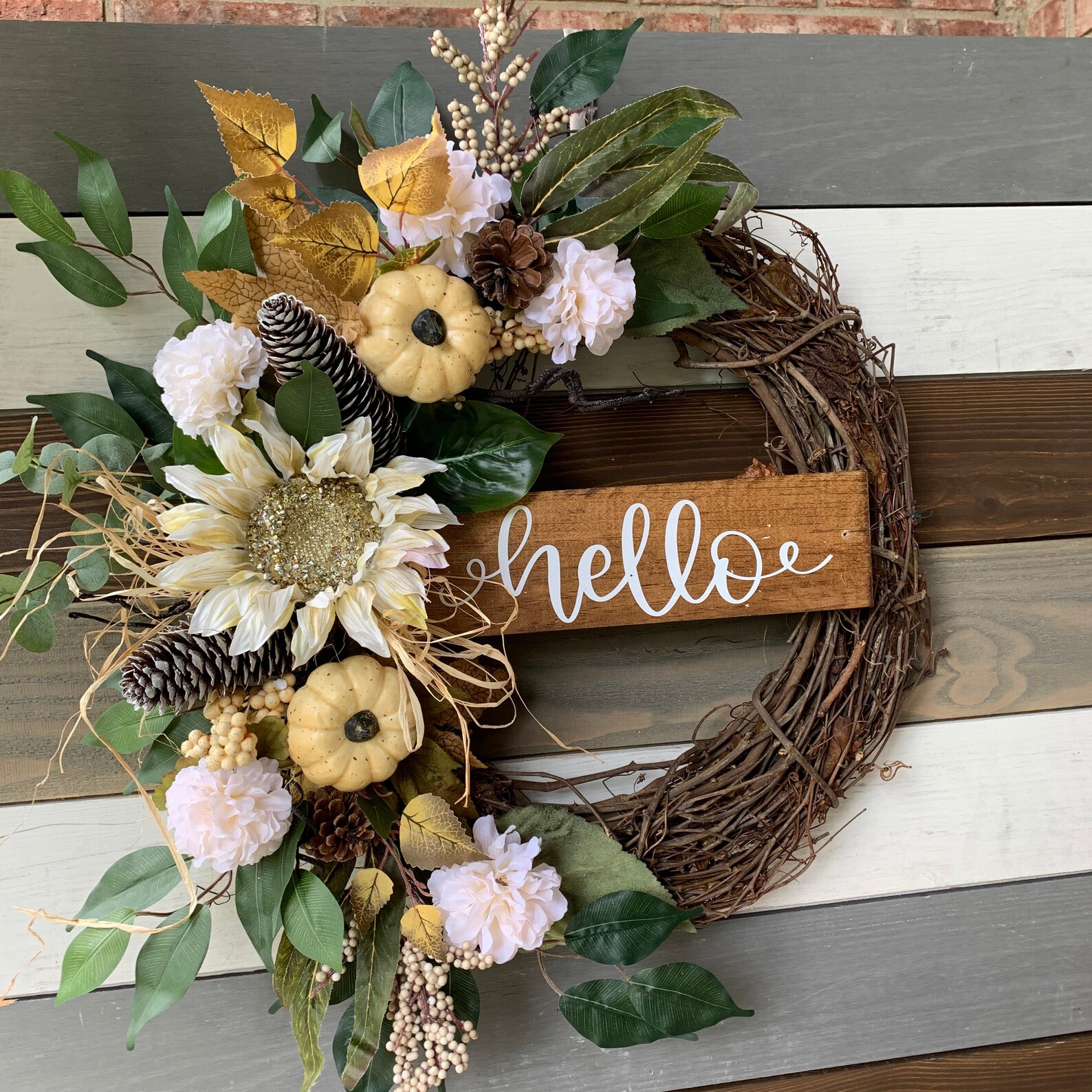 Fall Wreath Autumn Wreath Rustic Fall Wreath Hello Fall - Etsy