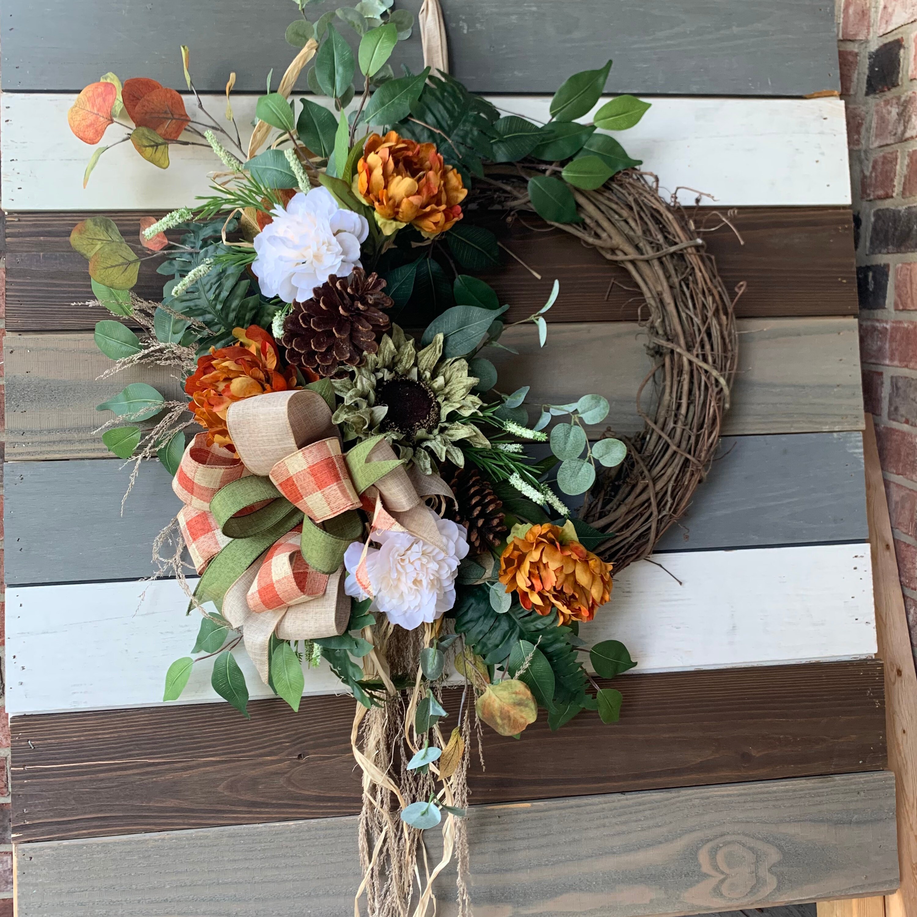 Rustic fall wreath fall sunflower wreath fall front door | Etsy