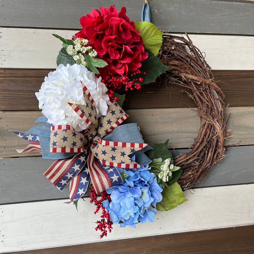 Patriotic Wreath, Rustic Americana Wreath, July Fourth Wreath, America ...