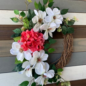 Spring Magnolia Wreath Magnolia Wreath Spring Hydrangea - Etsy