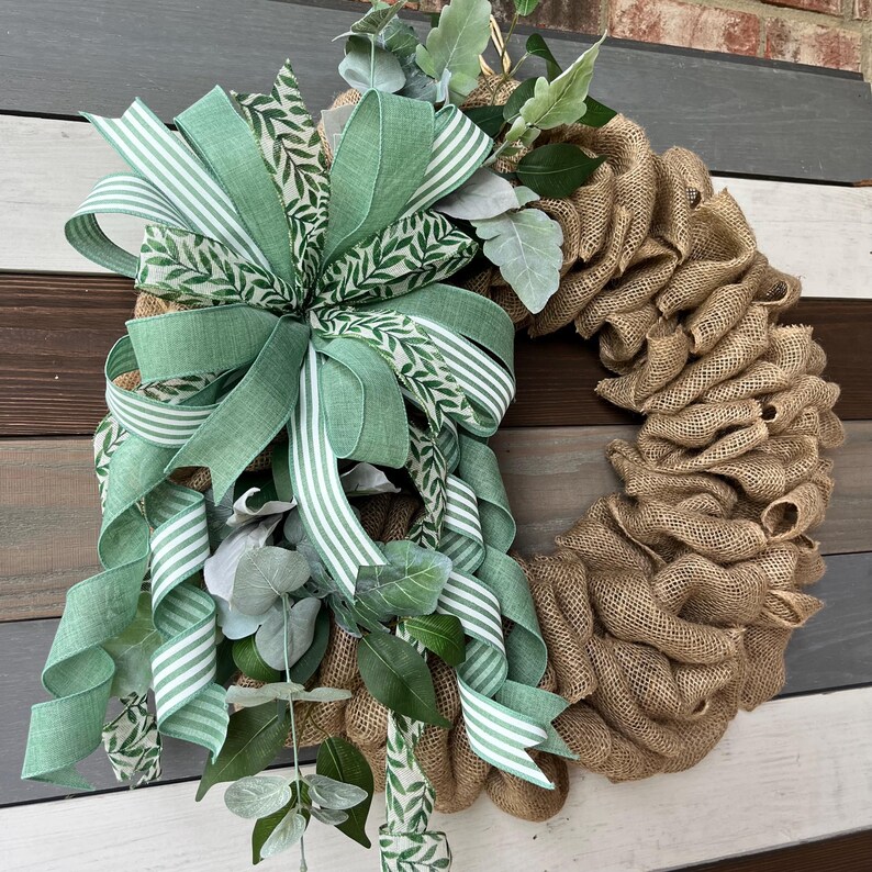 Burlap Wreath, Neutral Burlap Wreath, Spring Wreath, Summer Wreath ...