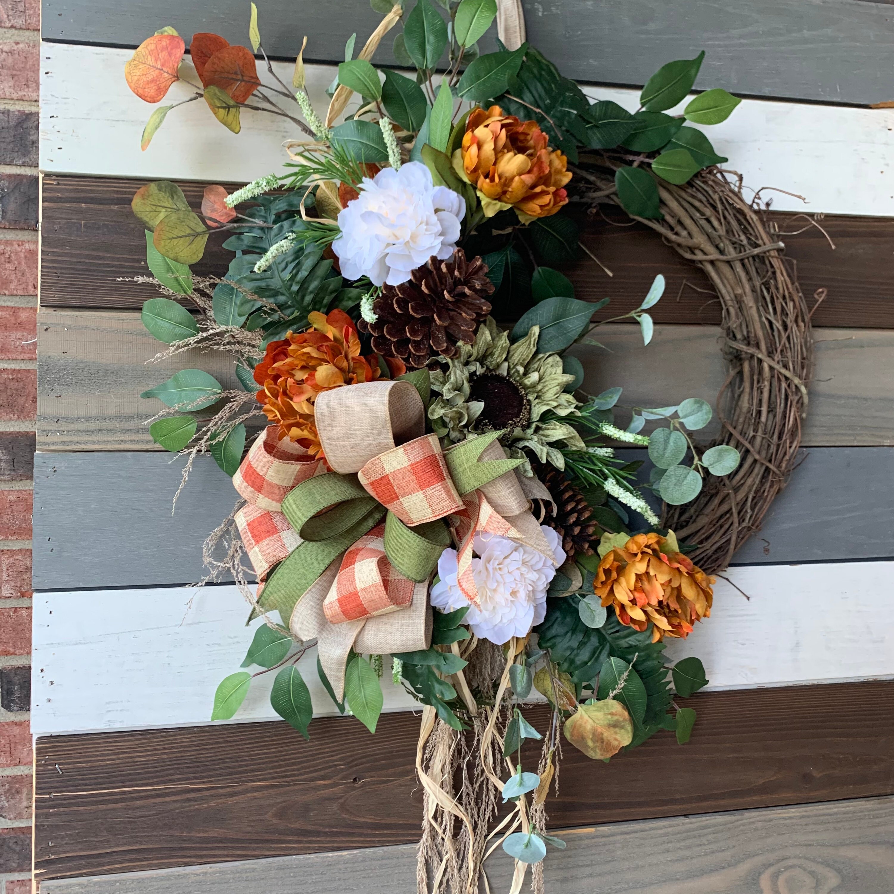 Rustic fall wreath fall sunflower wreath fall front door | Etsy