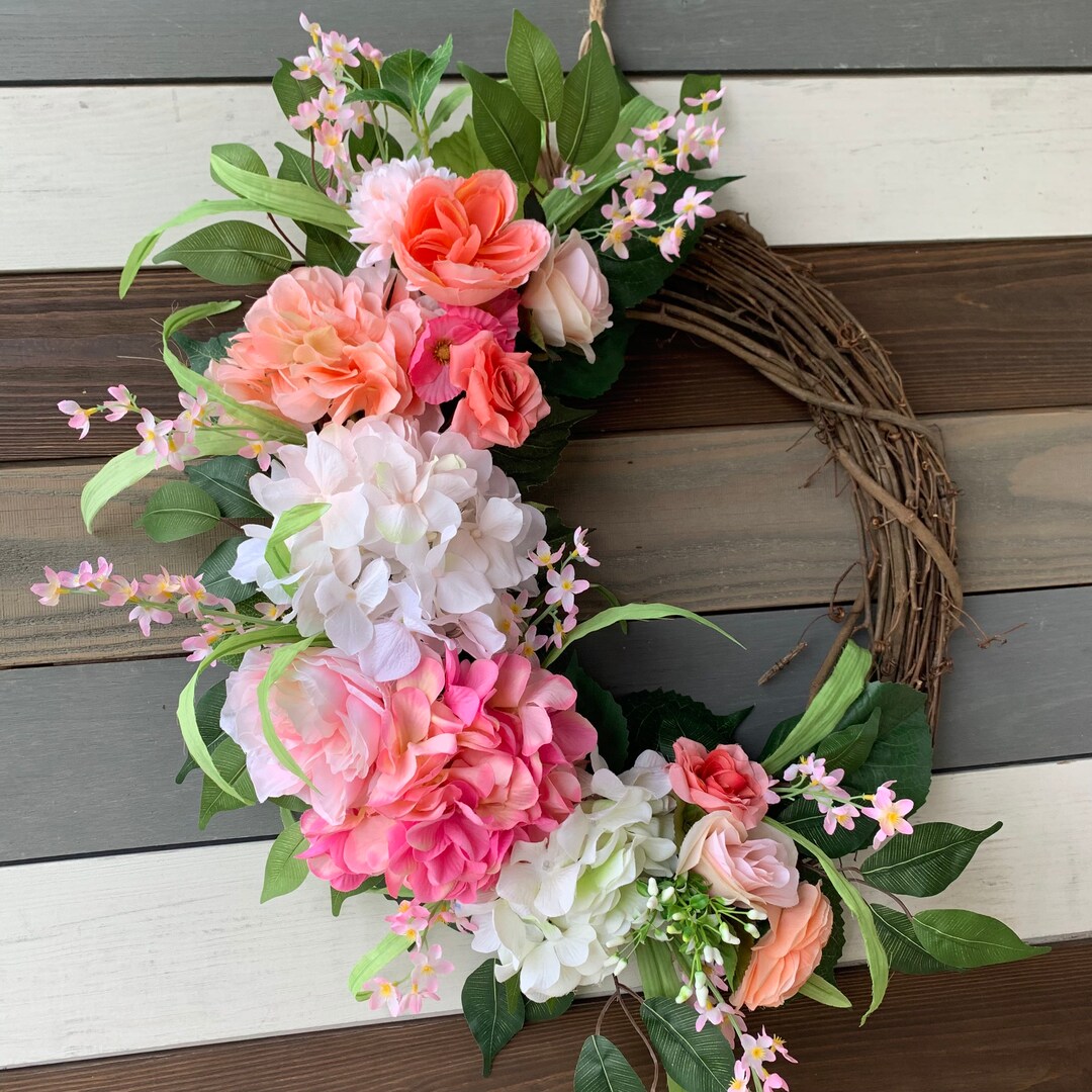 Spring Floral Wreath, Easter Wreath, Summer Wreath, Spring Blush/pink ...