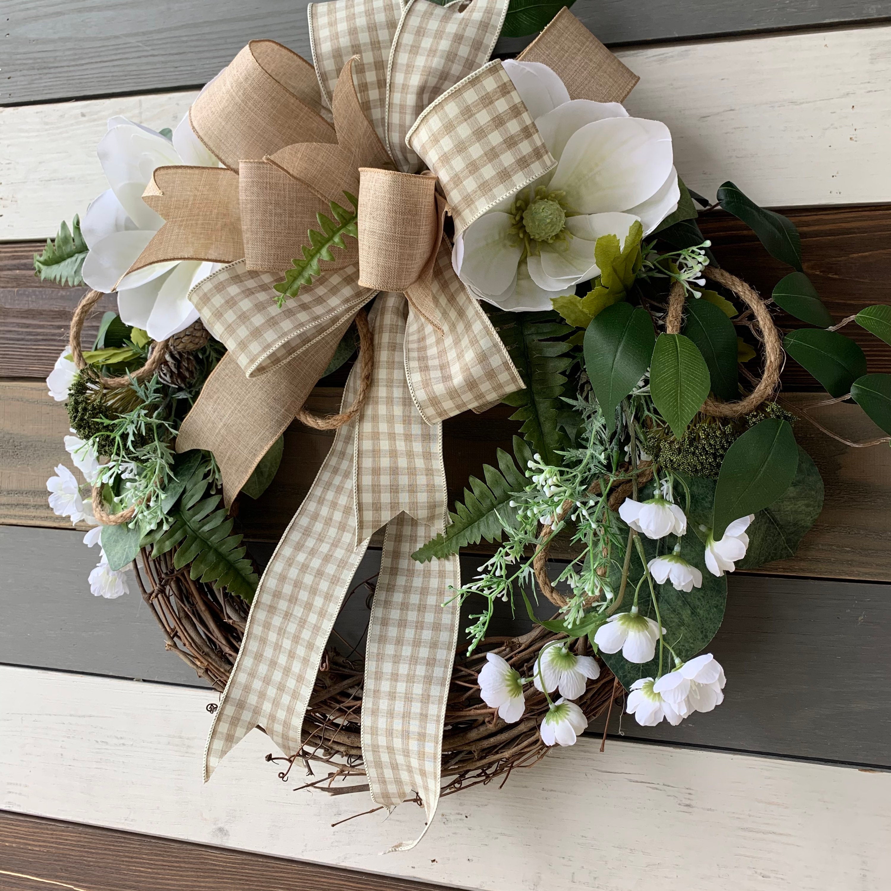Magnolia Wreath Spring Wreath Summer Wreath Neutral Wreath - Etsy