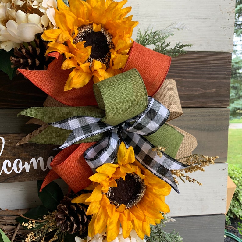 Fall Sunflower Welcome Wreath, Fall Wreath, Fall Farmhouse Wreath, Fall ...