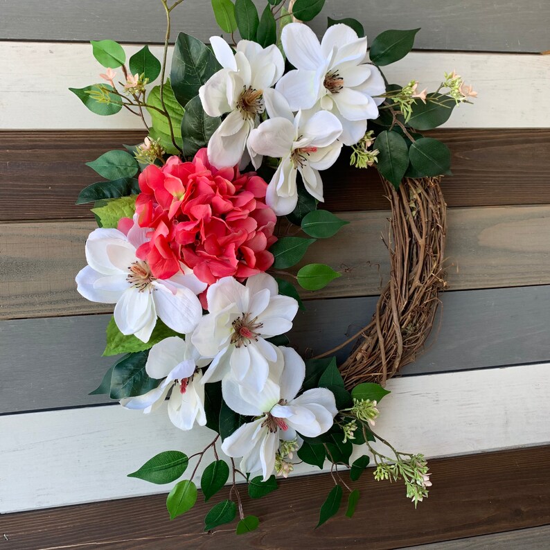 Spring Magnolia Wreath Magnolia Wreath Spring Hydrangea - Etsy