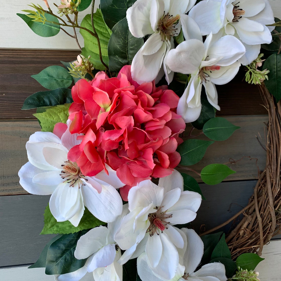 Spring Magnolia Wreath Magnolia Wreath Spring Hydrangea - Etsy