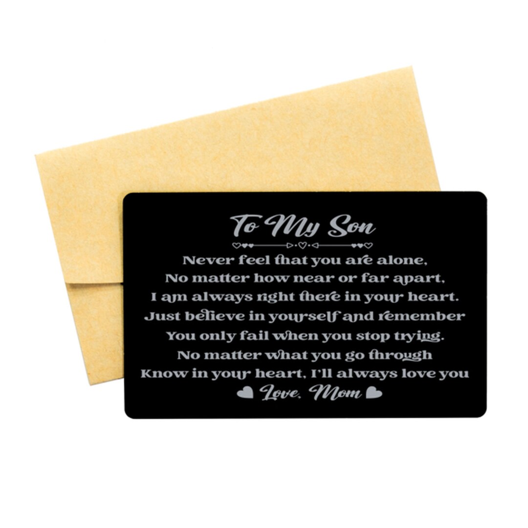 Mom to Son Wallet Card, Custom Wallet Card, Laser Engraved Wallet Card ... Mom to Son Wallet Card, Custom Wallet Card, Laser Engraved Wallet Card ...