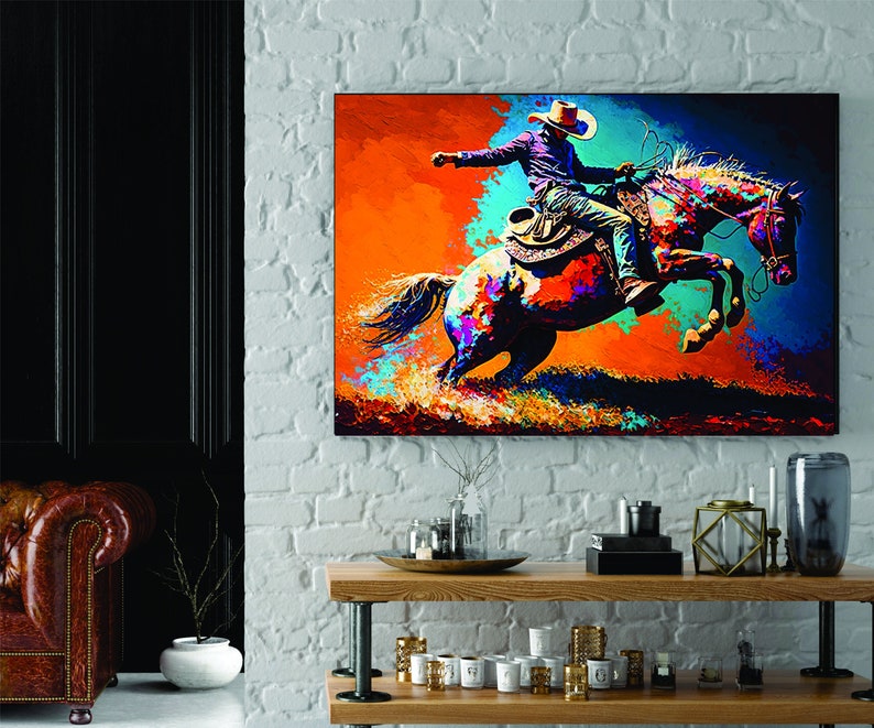 Large Western Wall Art Cowboy Art With Horse Art Southwest Art - Etsy